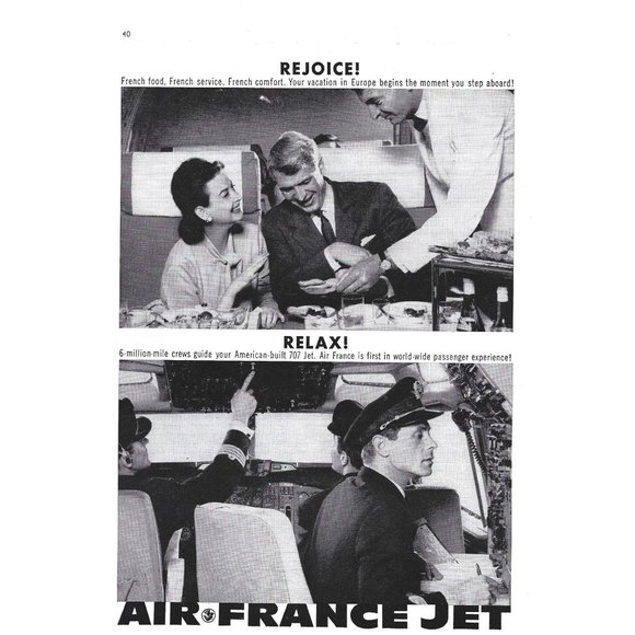 Art | Air France Jet Airlines French Food Flight 196s Vintage Print Ad ...